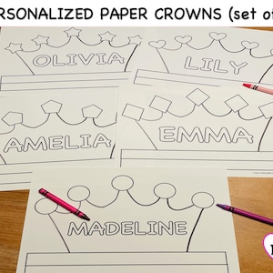 Personalized Paper Crowns, Printable Custom Crowns to Color, Princess ...