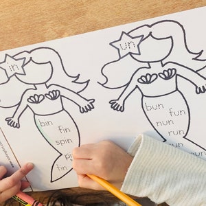 Word Families Mermaids Printable Activity, Kindergarten Worksheets ...