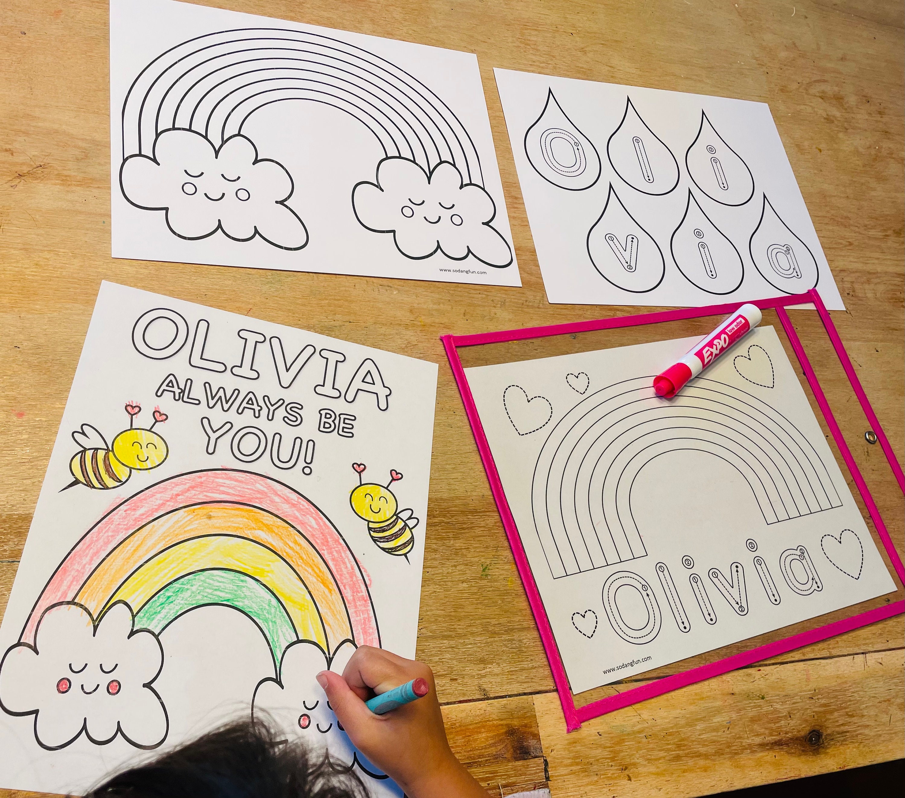 Rainbow Write Your Name Worksheets and Craft Personalized - Etsy