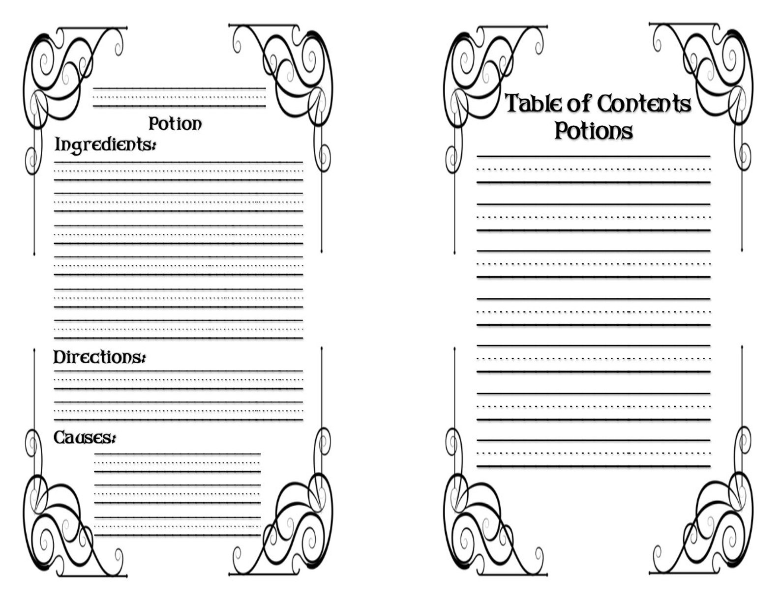 Spell and Potions Book Printable Writing Activity for Kids | Etsy