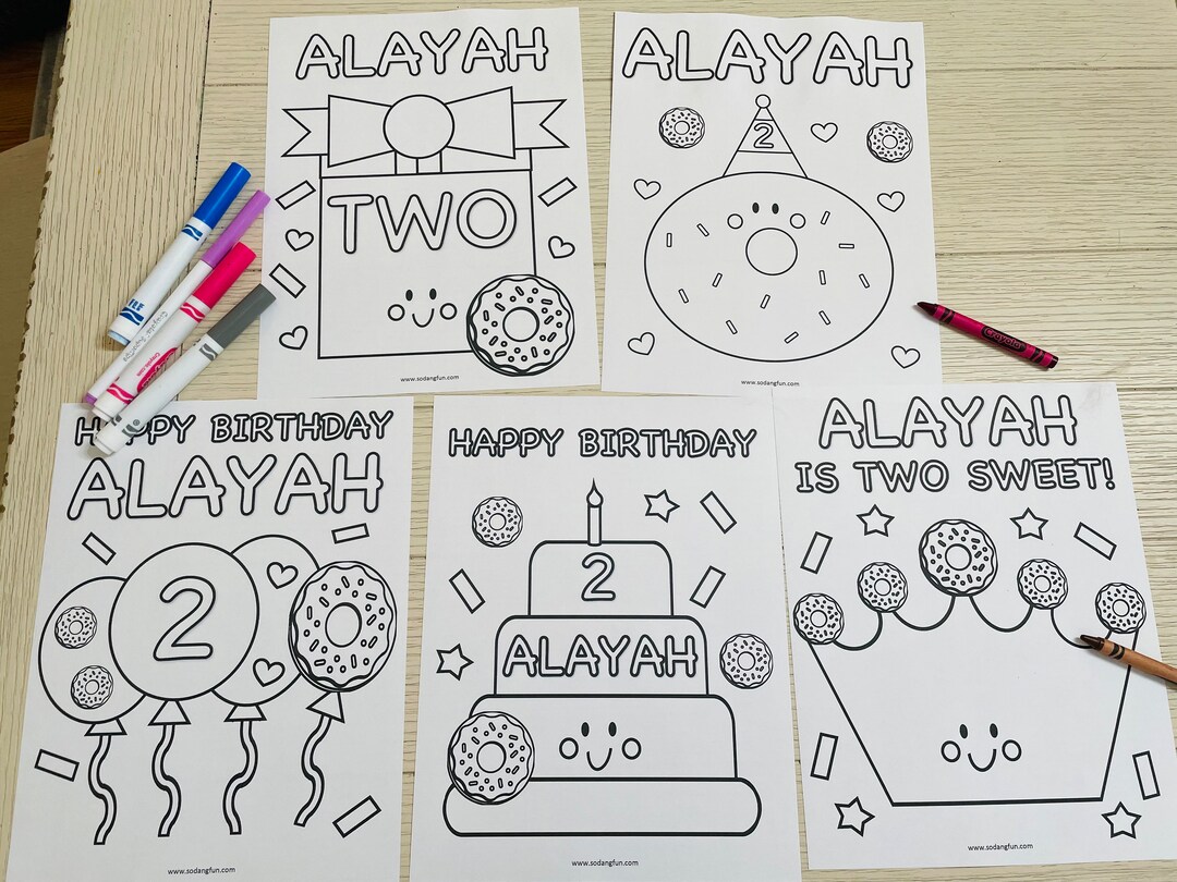 Donut Theme Birthday Coloring Pages, Two Sweet Theme Birthday Coloring ...