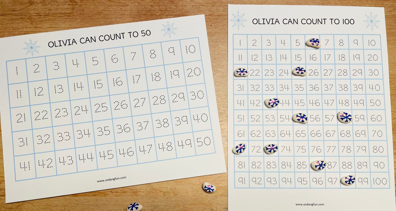 Personalized Hundreds Chart Kindergarten Math Snowflake and | Etsy