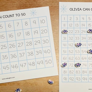 Personalized Hundreds Chart, Kindergarten Math, Snowflake and Crowns ...