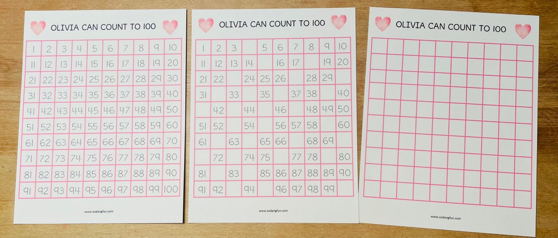 Personalized Hundreds Chart Trace and Count to 100 Trace and - Etsy