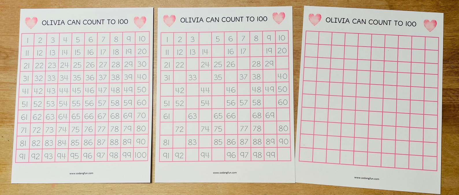 Personalized Hundreds Chart Trace and Count to 100 Trace and - Etsy