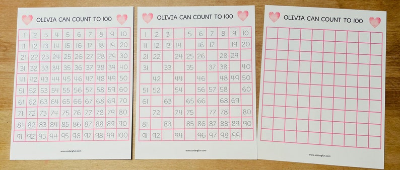 Personalized Hundreds Chart Trace and Count to 100 Trace and - Etsy