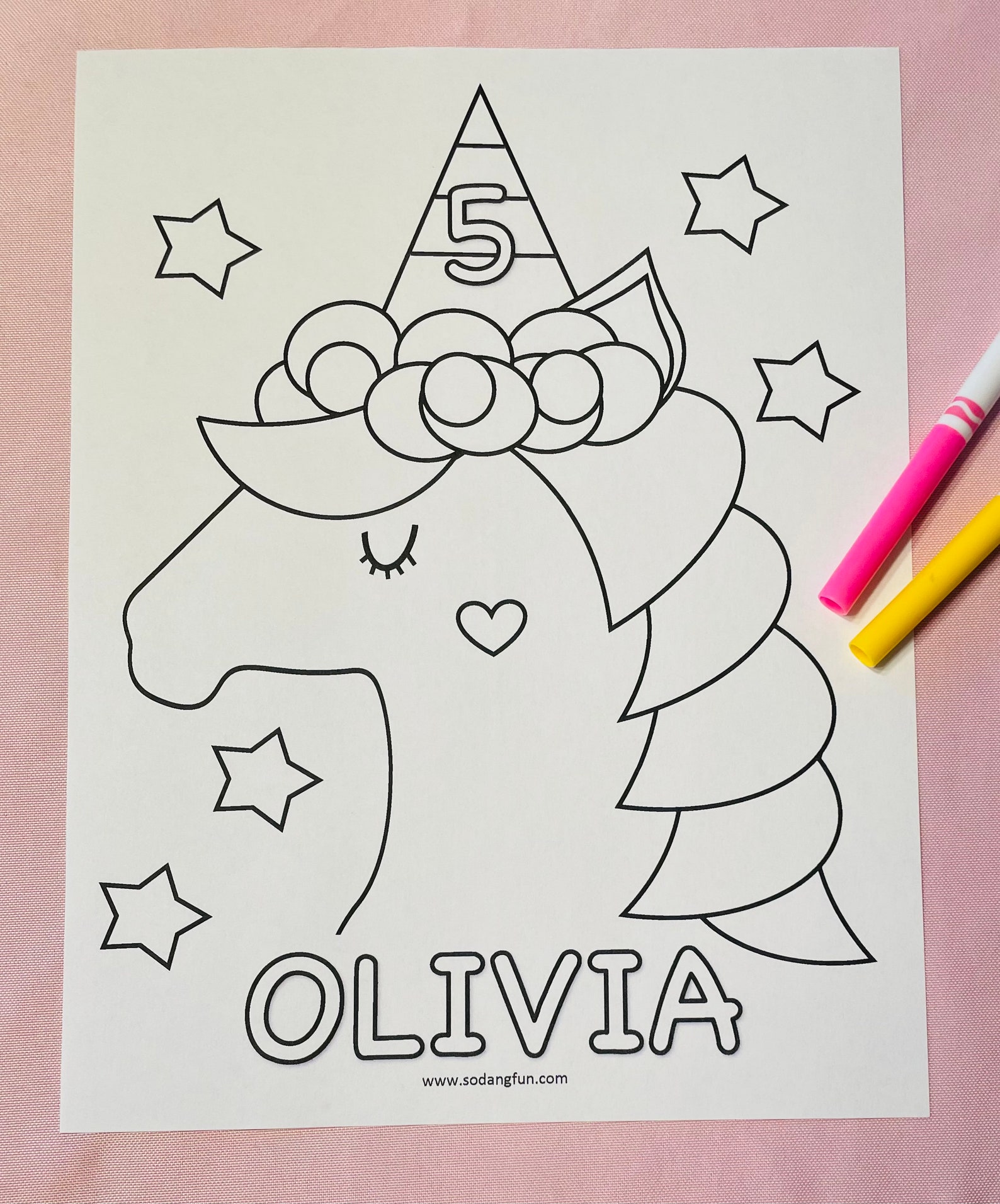Personalized Unicorn Birthday Coloring Pages, Unicorn Party Activity ...