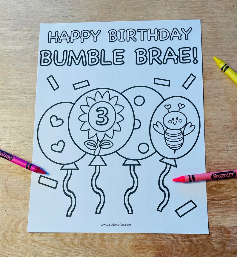 Bee Themed Birthday Coloring Pages for Kids Set of 5 - Etsy