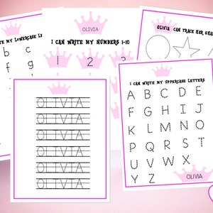 Custom Name Tracing Practice, Personalized Princess Tracing Worksheets ...