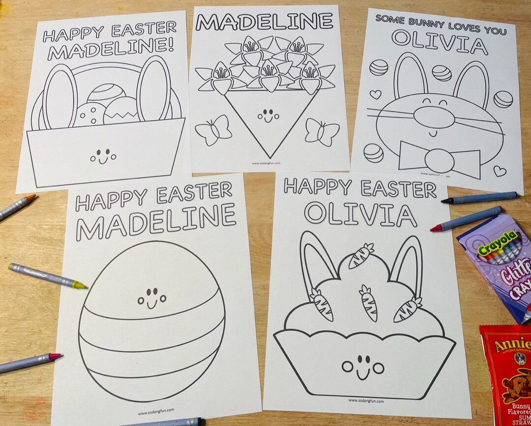 Personalized Easter Coloring Pages, Spring Activity for Kids, Printable ...