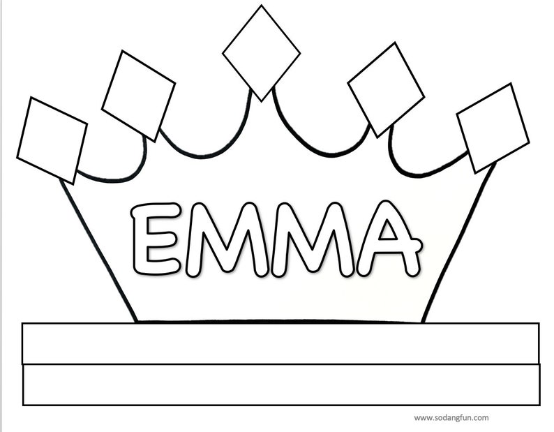 Personalized Paper Crowns, Printable Custom Crowns to Color, Princess ...