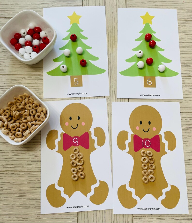 Winter Number Trace and Count Mats, Winter Math Mat, Counting Cards ...