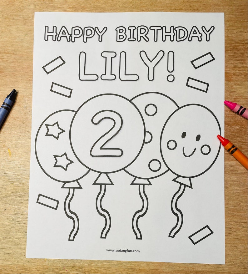 Personalized Birthday Coloring Pages for Kids Kids Birthday - Etsy