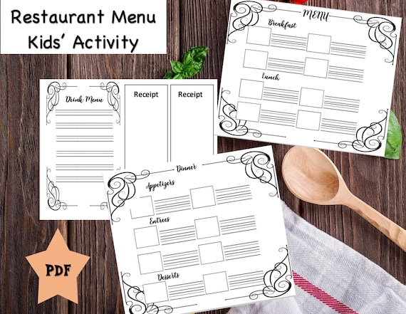 Restaurant Menu and Receipt Template great Creative Writing | Etsy