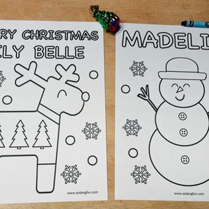 Personalized Christmas Coloring Pages, Printable Holiday Activity ...