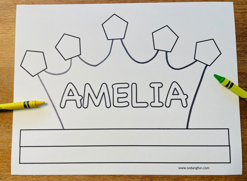 Personalized Paper Crowns, Printable Custom Crowns to Color, Princess ...