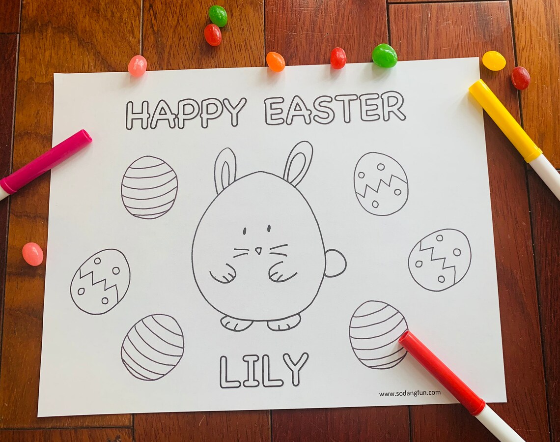 Personalized Easter Coloring Pages Spring Activity for Kids - Etsy