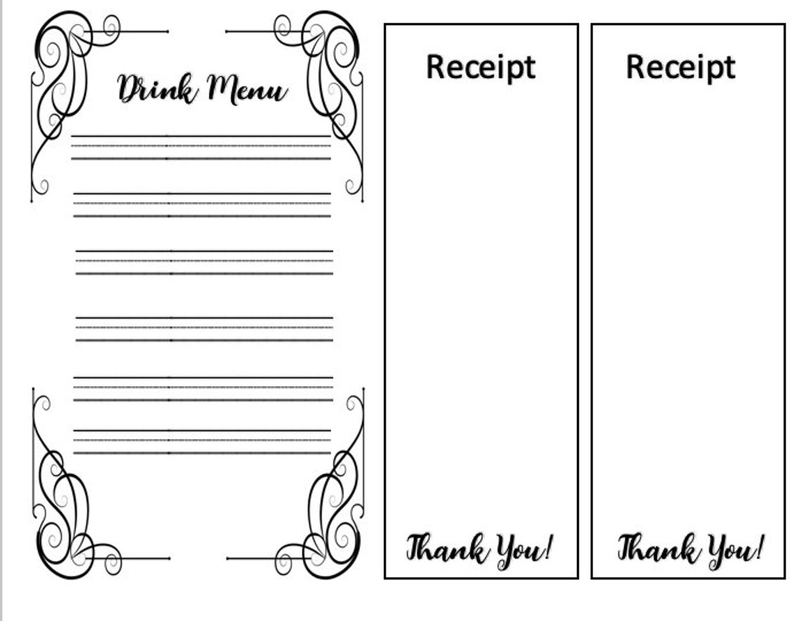 Restaurant Menu and Receipt Template (great Creative Writing and Math ...