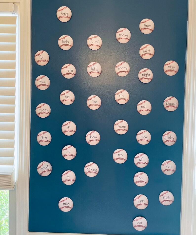 Word Wall Baseballs Sight Words for Kindergarten and First - Etsy