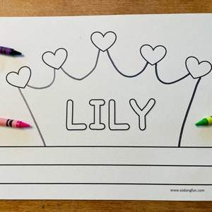 Personalized Paper Crowns, Printable Custom Crowns to Color, Princess ...