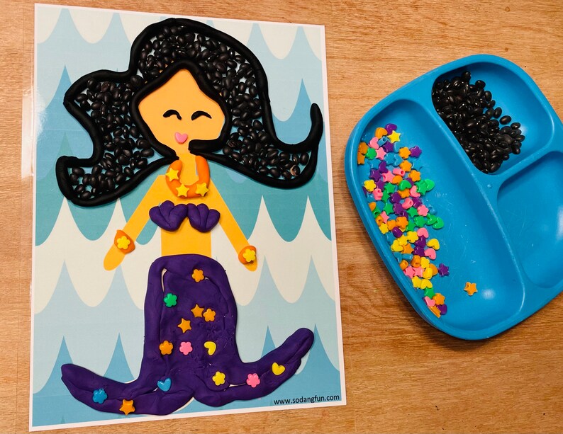 Summer Playdough Mats, Printable Play Dough Mats, Mermaid Play Dough ...