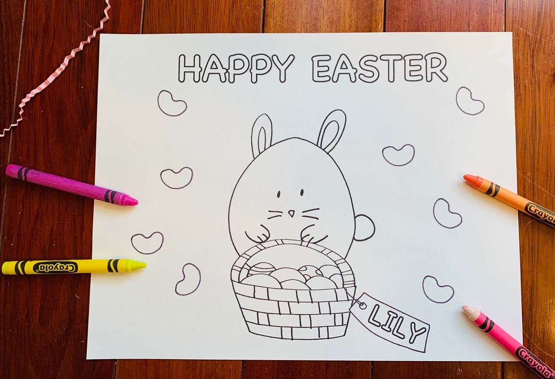 Personalized Easter Coloring Pages Spring Activity for Kids - Etsy