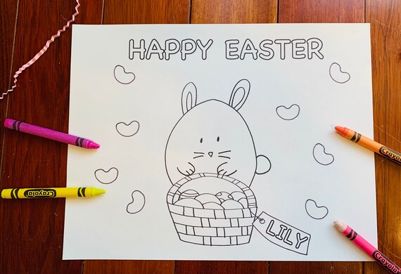 Personalized Easter Coloring Pages Spring Activity for Kids - Etsy