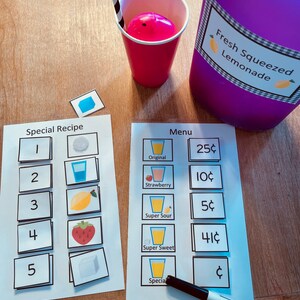 Lemonade Stand Dramatic Play, Pretend Menus, Printable Play Food ...