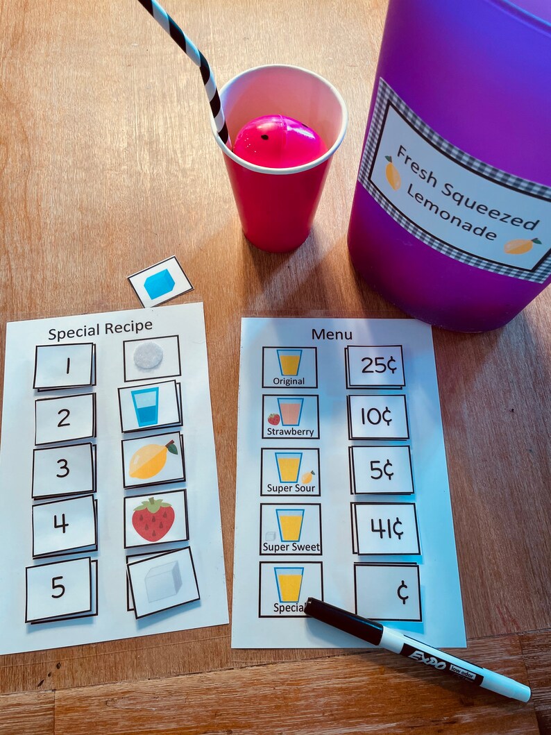 Lemonade Stand Dramatic Play Pretend Menus Printable Play | Etsy