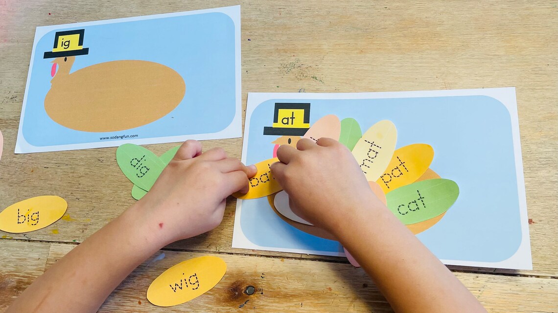 Thanksgiving Activity for Kindergarten Word Family Turkeys - Etsy