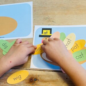 Thanksgiving Activity for Kindergarten, Word Family Turkeys, First ...