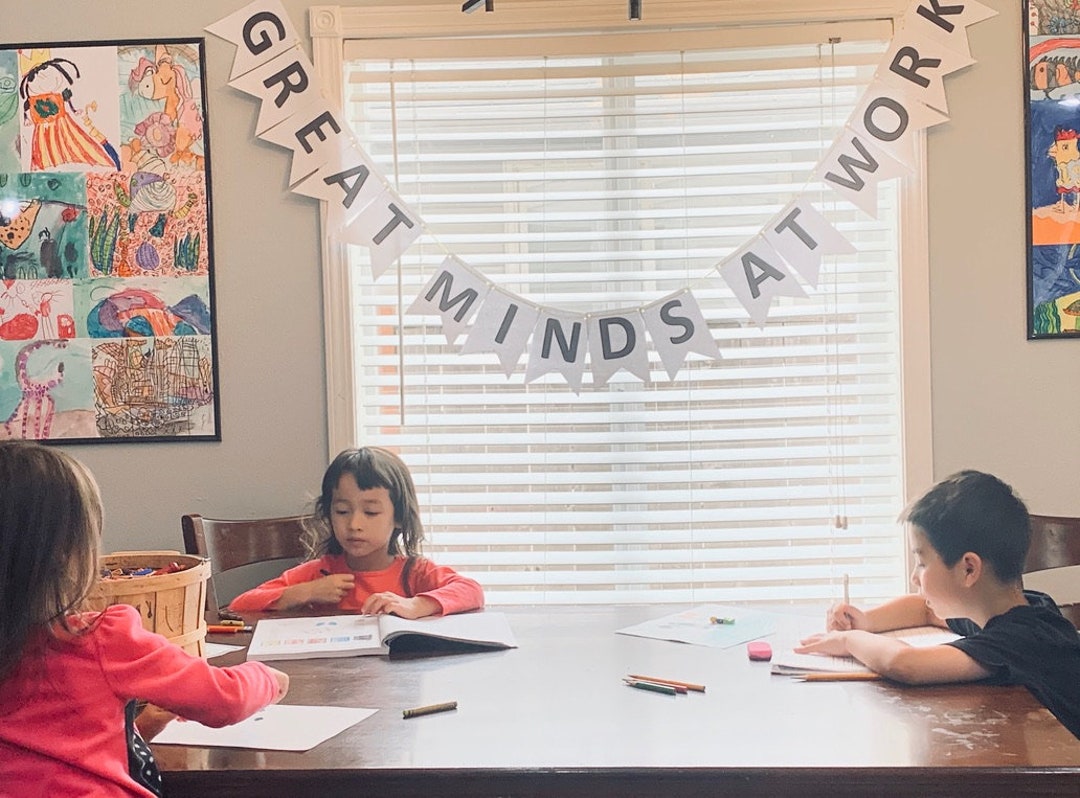 Printable Banner - Great Minds at Work, Black and White Pennant ...
