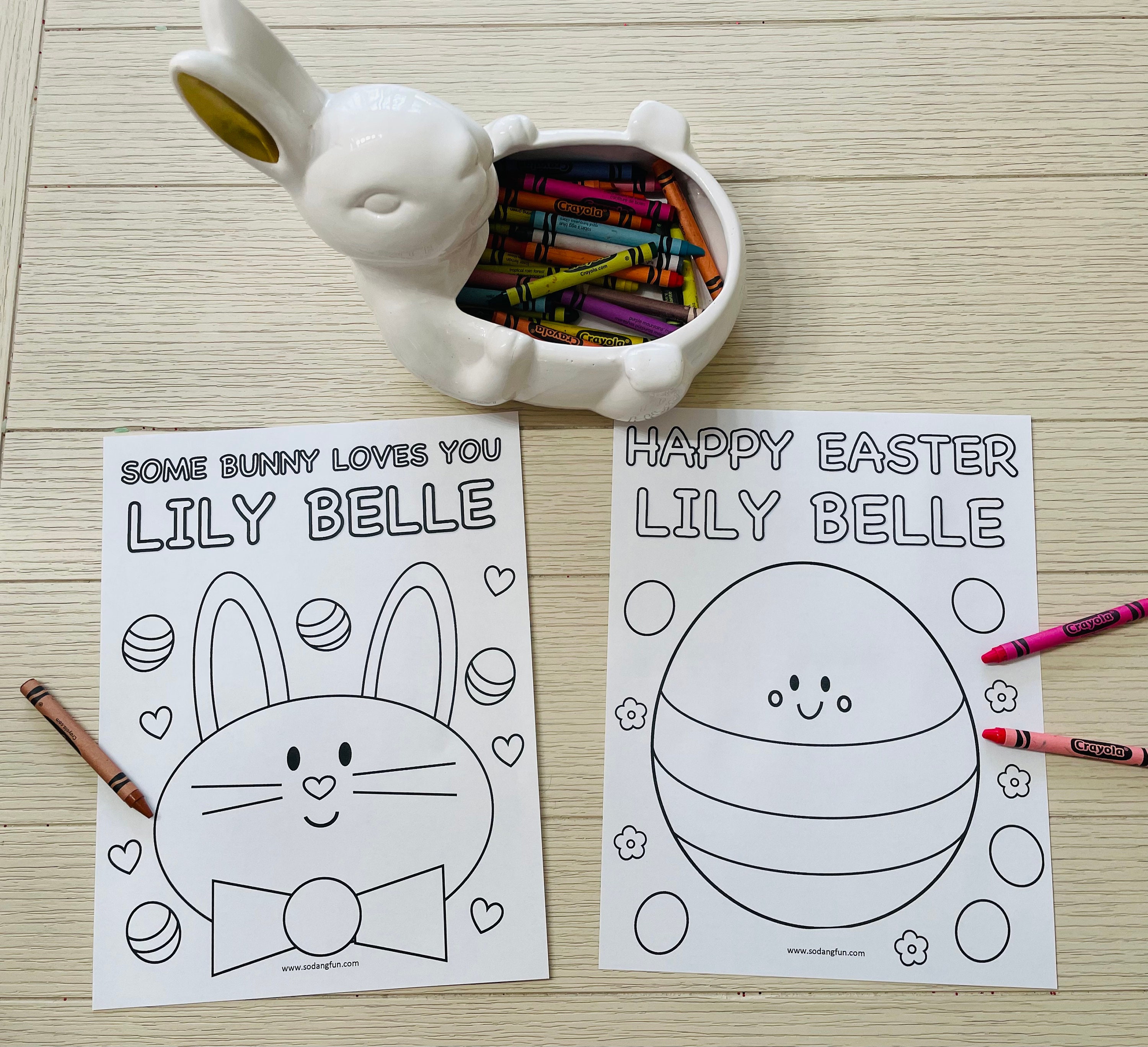 Personalized Easter Coloring Pages, Spring Activity for Kids, Printable ...
