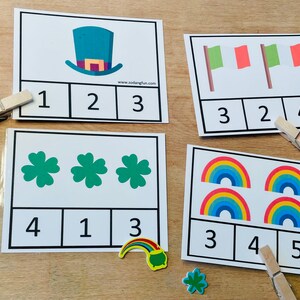 Saint Patrick's Day Counting Clip Cards 1 to 20 and I Spy (easy and ...