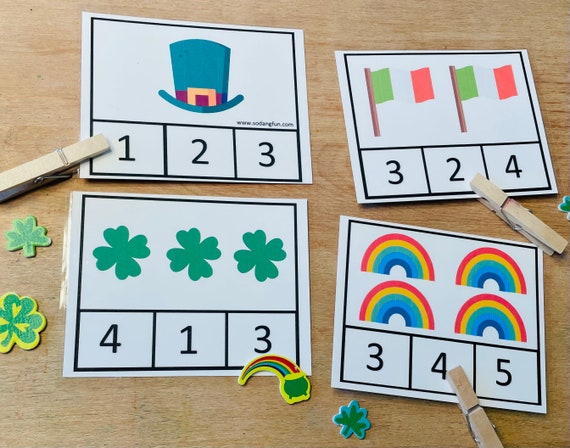 Saint Patrick's Day Counting Clip Cards 1-20 Toddler - Etsy