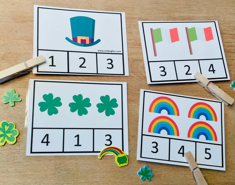 Saint Patrick's Day Counting Clip Cards 1 to 20 and I Spy - Etsy