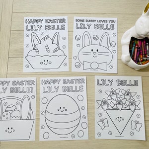 Personalized Easter Coloring Pages, Spring Activity for Kids, Printable ...
