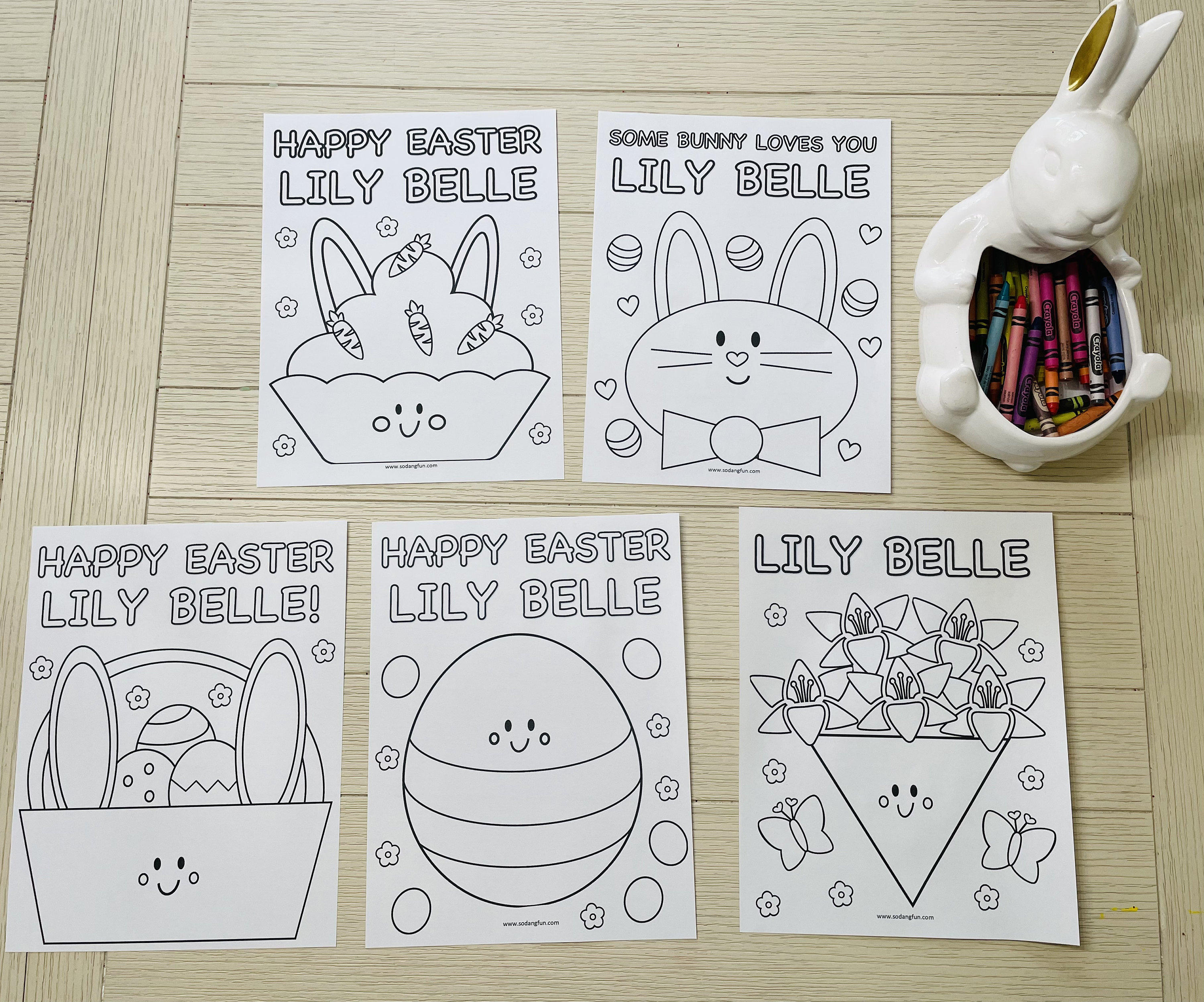 Personalized Easter Coloring Pages, Spring Activity for Kids, Printable ...