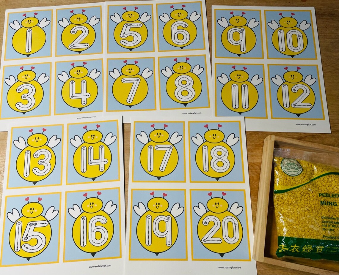 Bee Math for Preschool and Kindergarten, Bee Number Formation 1-20, Bee ...