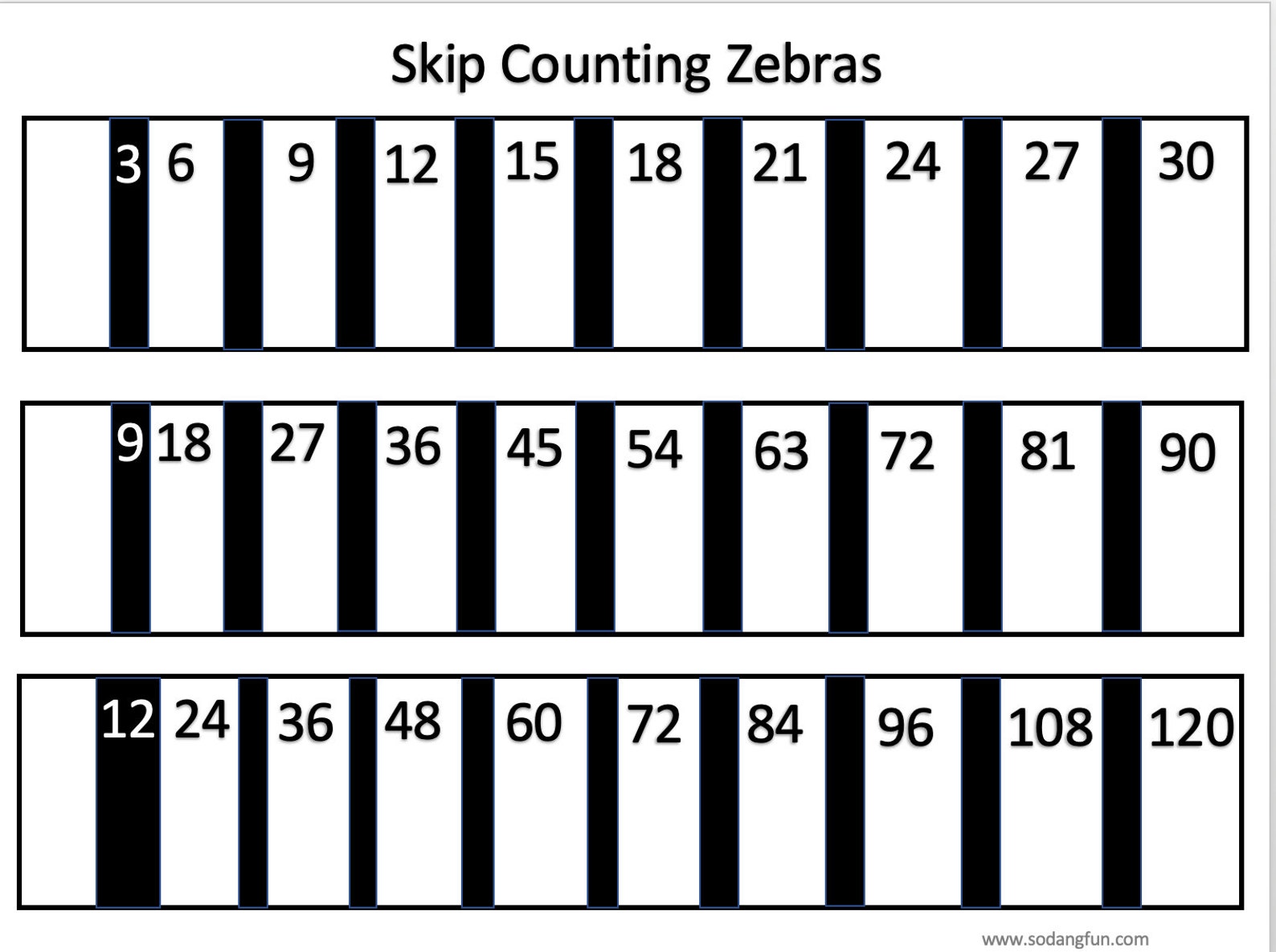 Skip Counting Tigers Snakes and Zebras Math Craft - Etsy