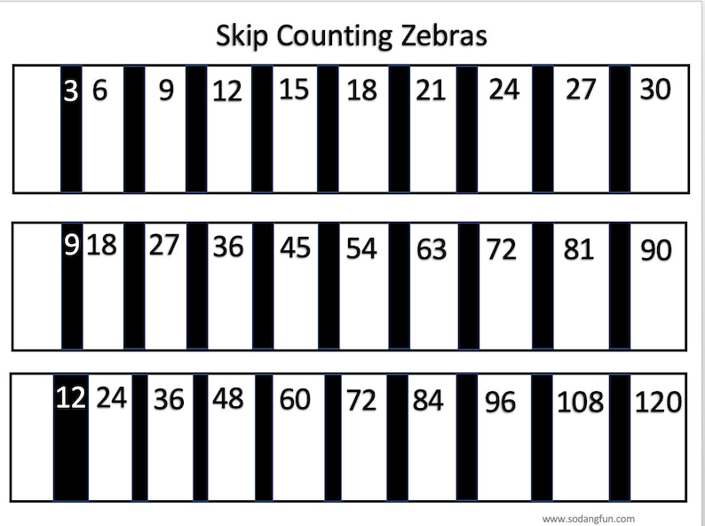 Skip Counting Tigers, Snakes, and Zebras, Math Craft, Multiplication ...