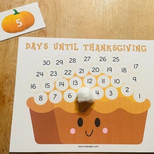 Thanksgiving Countdown, Thanksgiving Activity for Kids, Pumpkin Pie ...