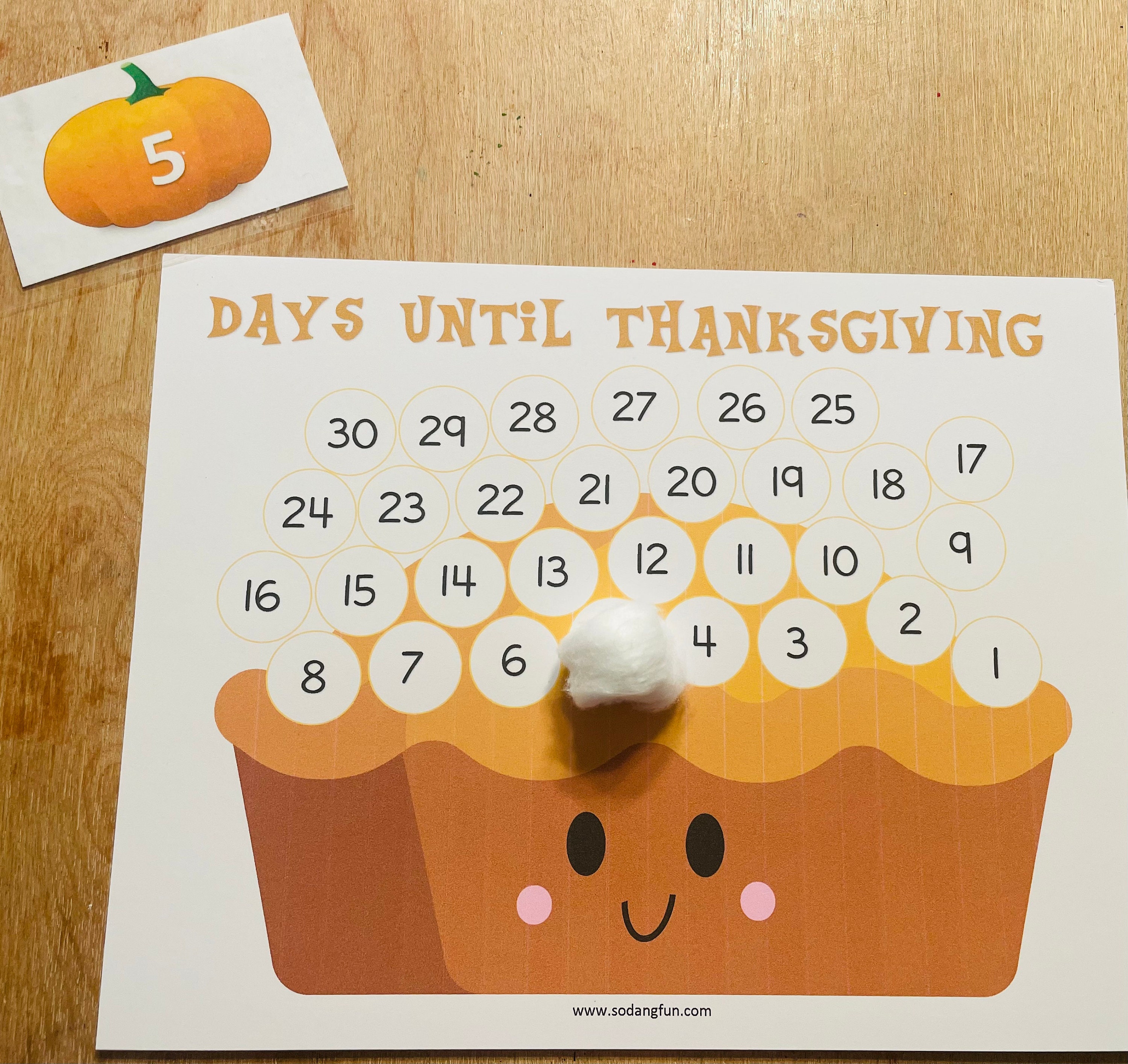 Thanksgiving Countdown, Thanksgiving Activity for Kids, Pumpkin Pie ...