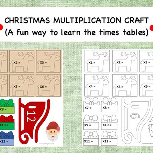 Christmas Math Activity, Multiplication Craft Printable, Christmas ...