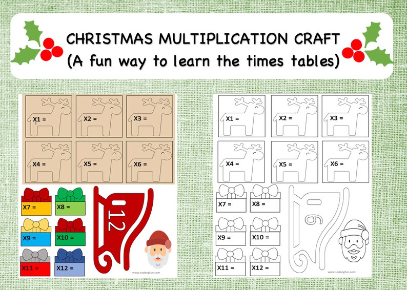 Christmas Math Activity Multiplication Craft Printable - Etsy