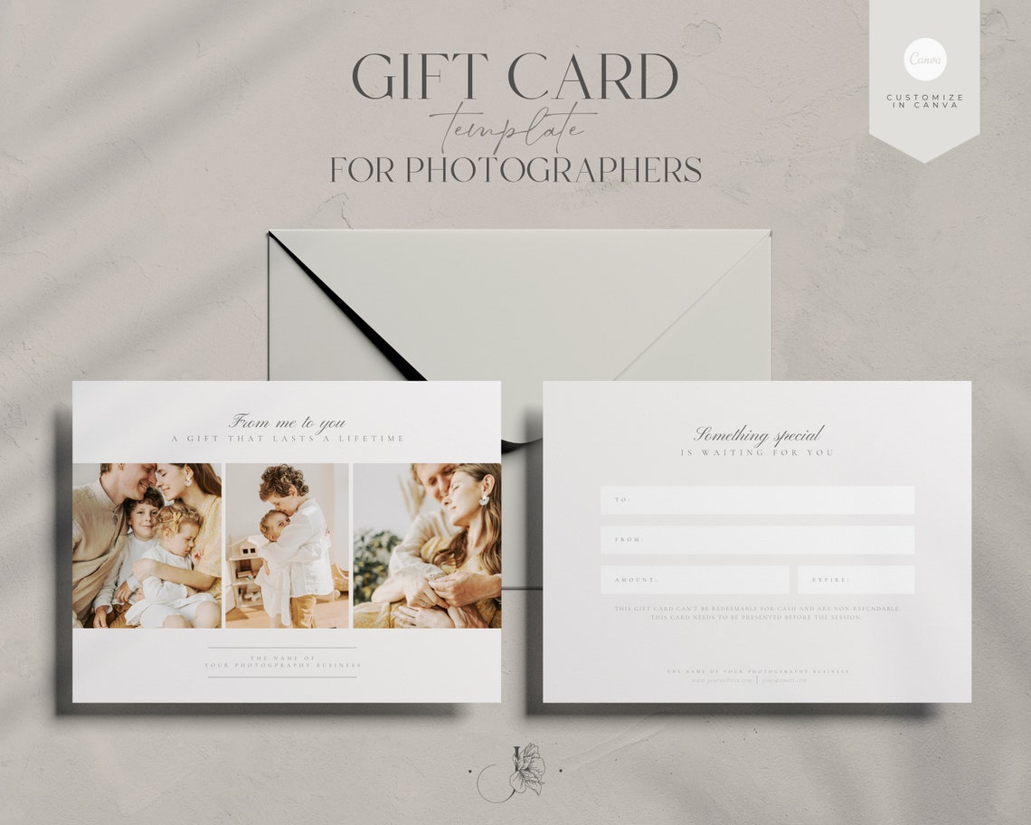 Photography Gift Card Canva Template: Beige & White (A6) - Etsy
