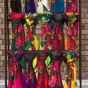 29” Metallic Floral Scarf | Navajo Flower Scarf |grandma Scarf |saani ...