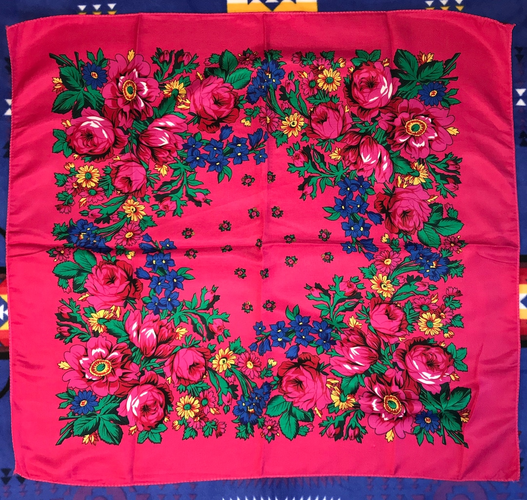 Non-metallic Floral Scarf | Navajo Flower Scarf |grandma Scarf |saani ...