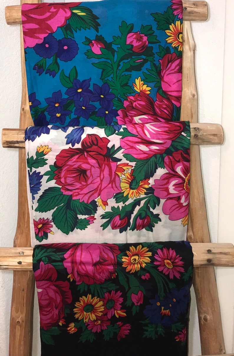 42” Non-metallic Floral Shawl | Indigenous Native American Scarf ...