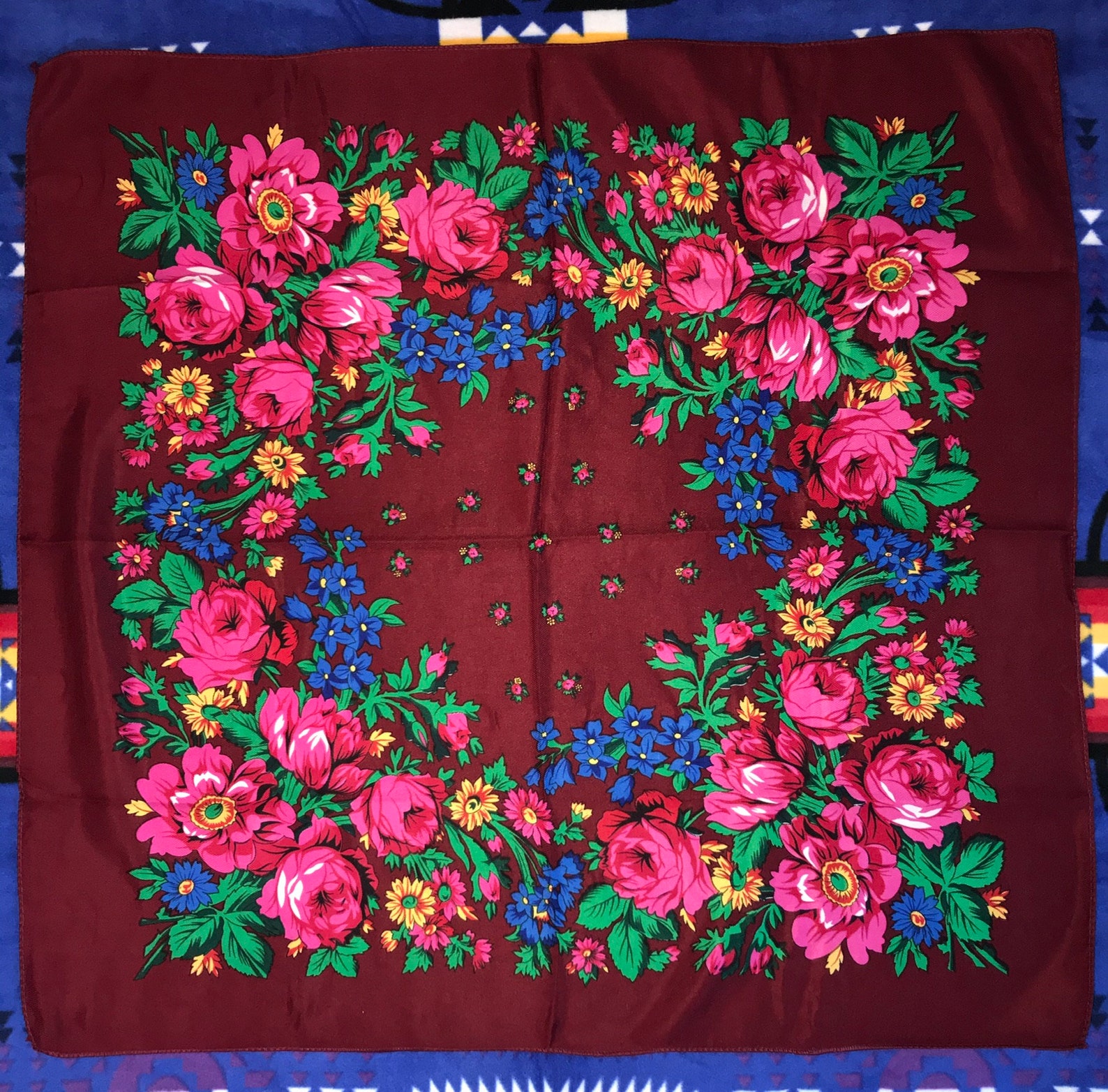 Thick Non-Metallic Másání Floral Scarf/ Mascadas Navajo Kokom | Etsy